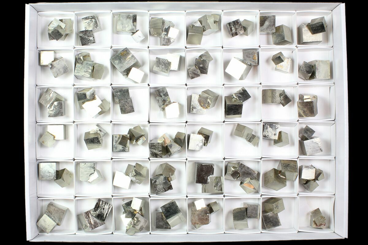Flat: Natural, Pyrite Cube Clusters From Spain - 48 Pieces (#92639) For ...