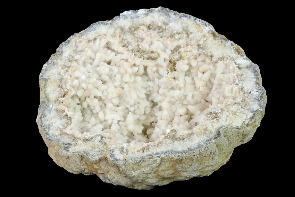 6.6" Scalenohedral Calcite Lined Keokuk Geode (Half) - Illinois ...