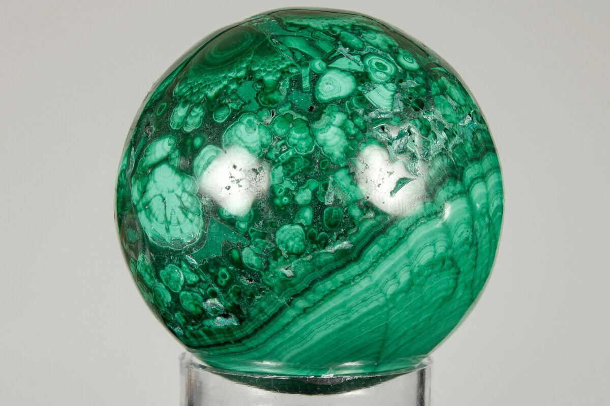1.9" Flowery, Polished Malachite Sphere - Congo (#193463) For Sale - FossilEra.com