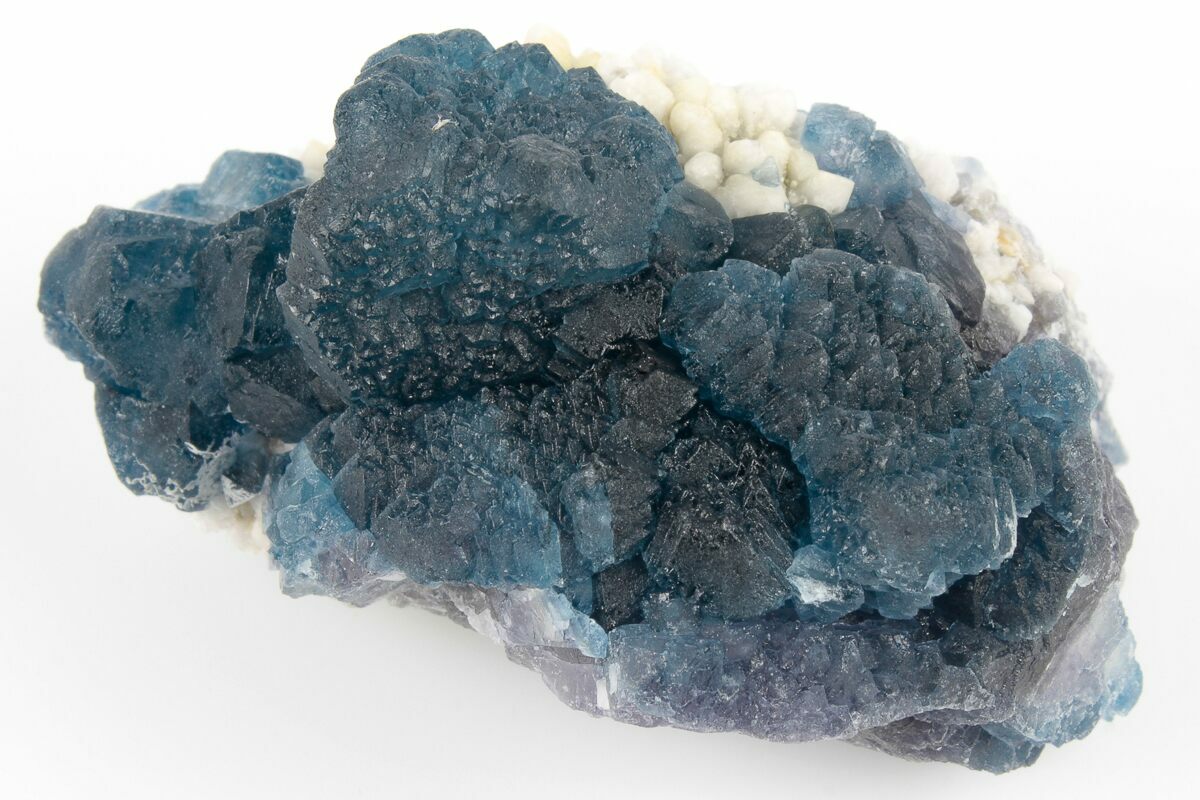2.1" Dark Blue, Cubic/Octahedral Fluorite on Quartz - Inner Mongolia ...