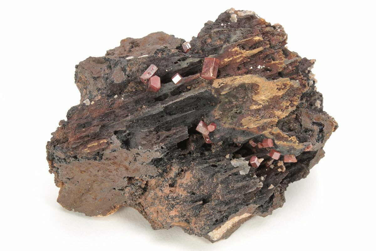 2.5" Small, Red Vanadinite Crystals on Manganese Oxide - Morocco ...
