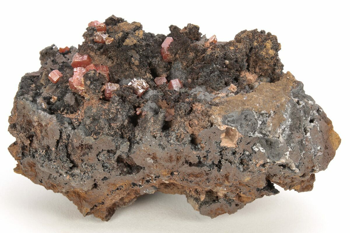 2.7" Small, Red Vanadinite Crystals on Manganese Oxide - Morocco ...