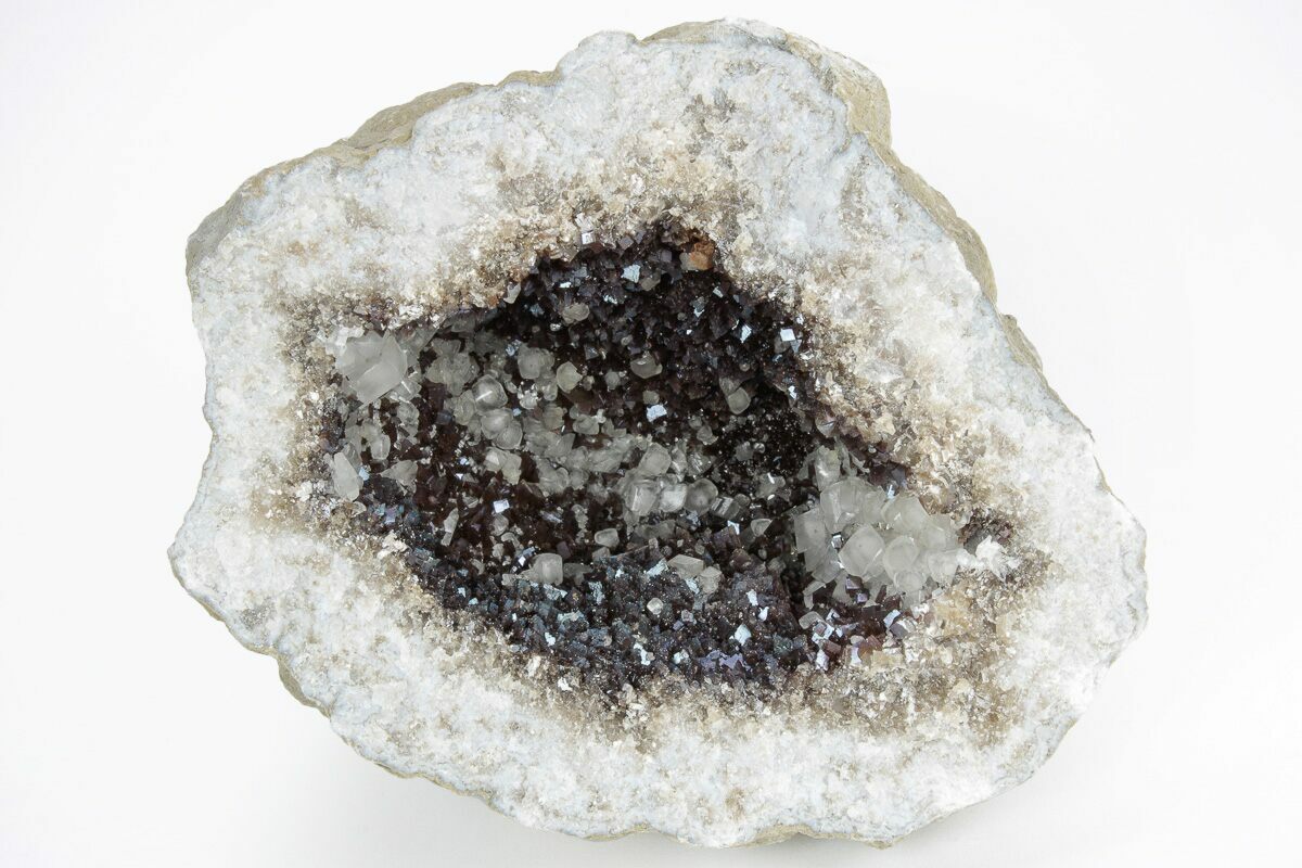 5" Keokuk Quartz Geode with Calcite Crystals (Half) - Missouri (#215021 ...