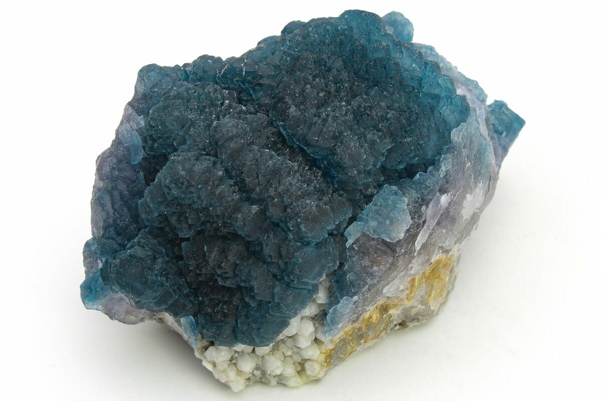 2.6" Blue, Cubic/Octahedral Fluorite Encrusted Quartz - Inner Mongolia ...