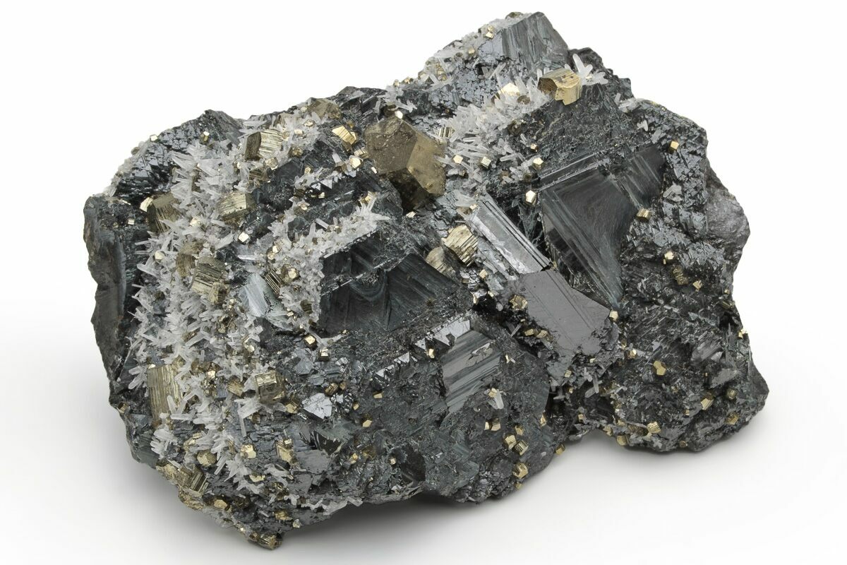 3.5" Gleaming Pyrite and Quartz on Sphalerite (Marmatite) - Peru ...