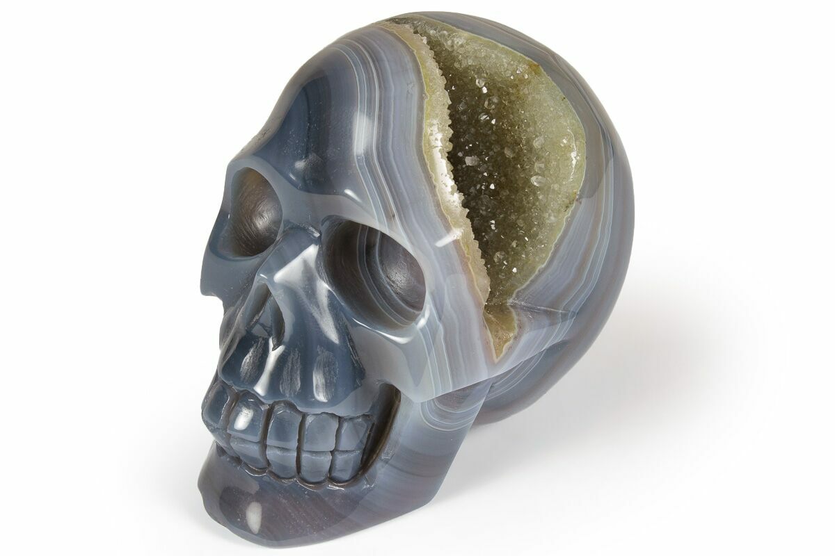 3.3" Polished Banded Agate Skull - Halloween Special (#237018) For Sale ...