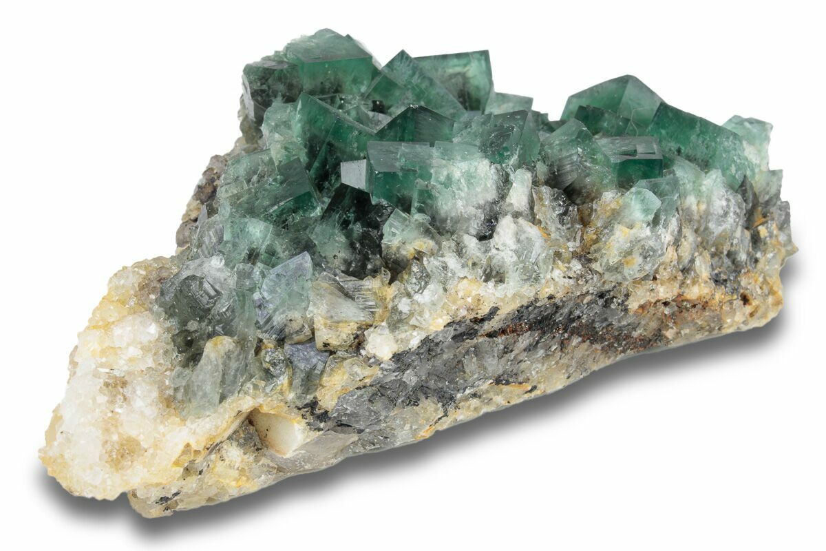 3.5" Fluorescent Green Fluorite On Quartz - Diana Maria Mine, England ...