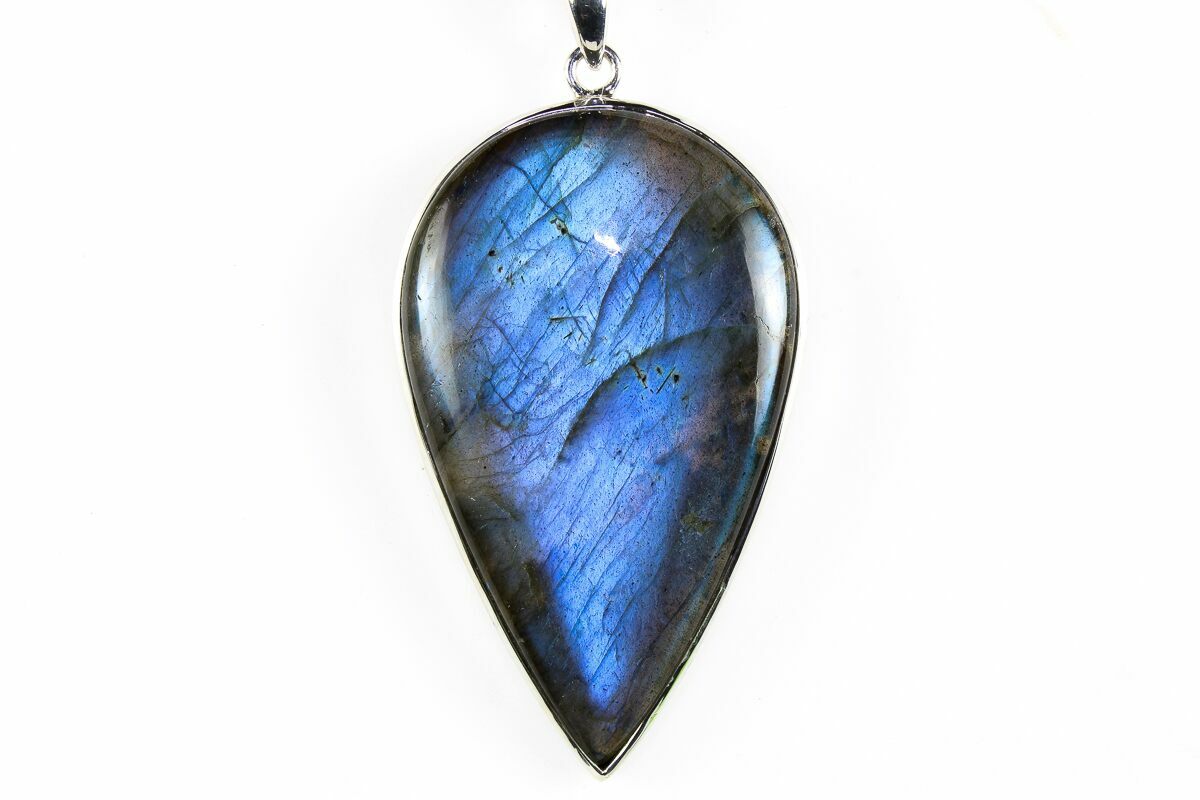 2.25" Brilliant Blue Labradorite Pendant with Chain (#256340) For Sale ...