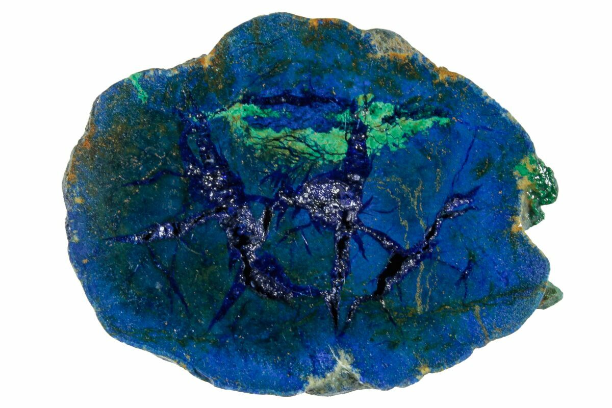 1.35" Vivid Blue, Cut/Polished Azurite & Malachite Nodule - Siberia ...
