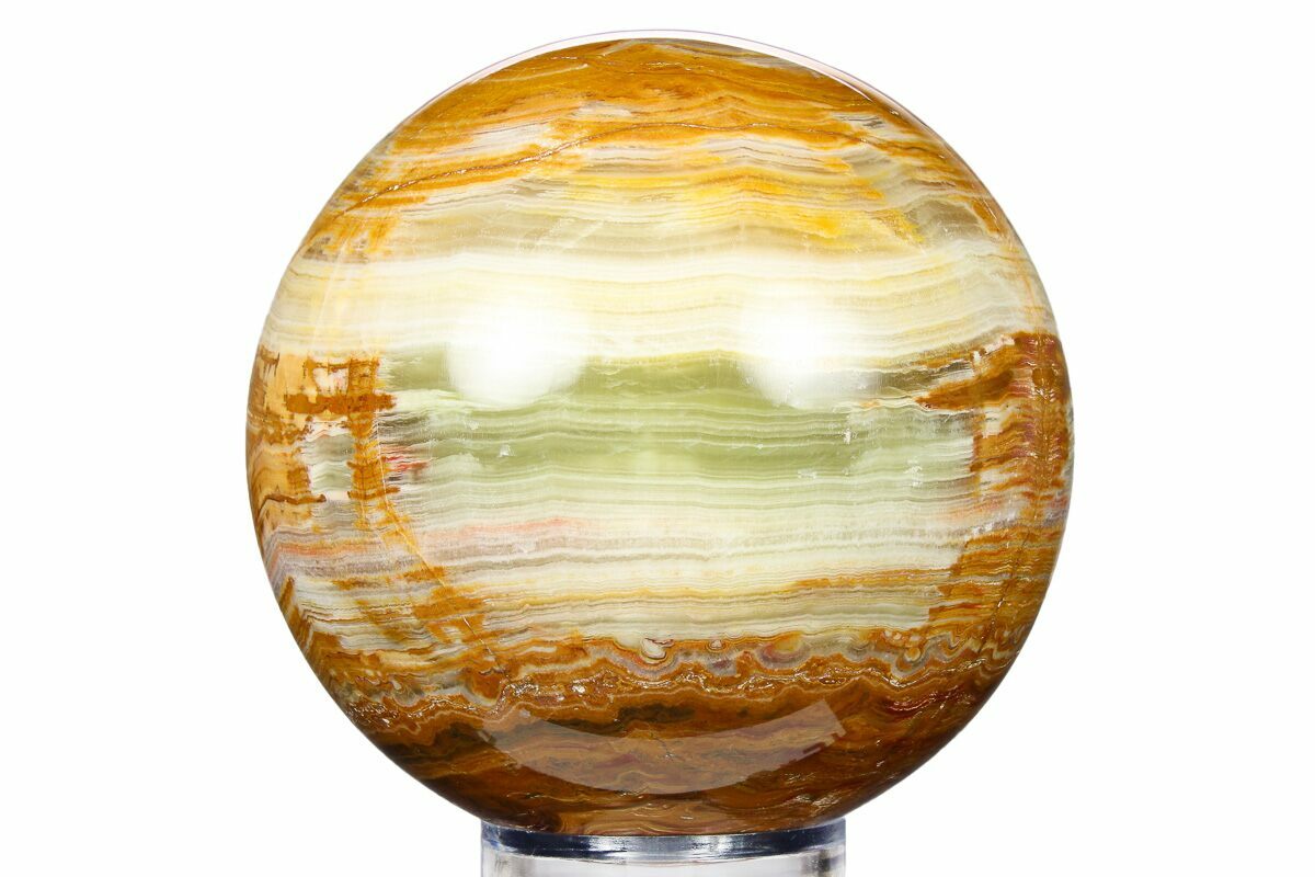 4" Polished Green Banded Calcite Sphere - Pakistan (#265570) For Sale ...