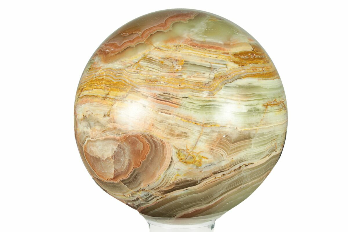 3.85" Polished Green Banded Calcite Sphere - Pakistan (#266491) For ...