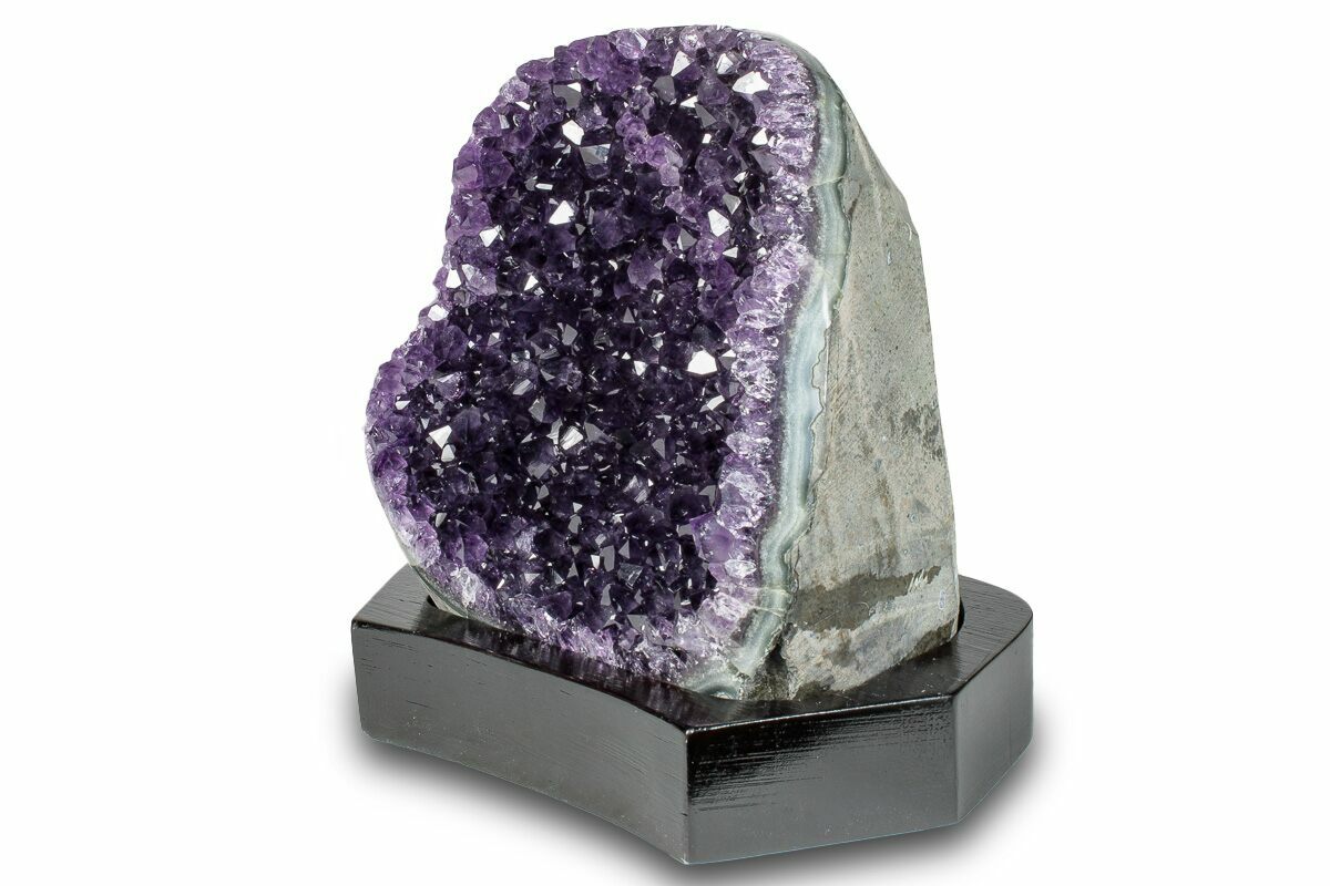 5" Dark Purple Amethyst Geode With Wood Base - Uruguay (#275633) For ...