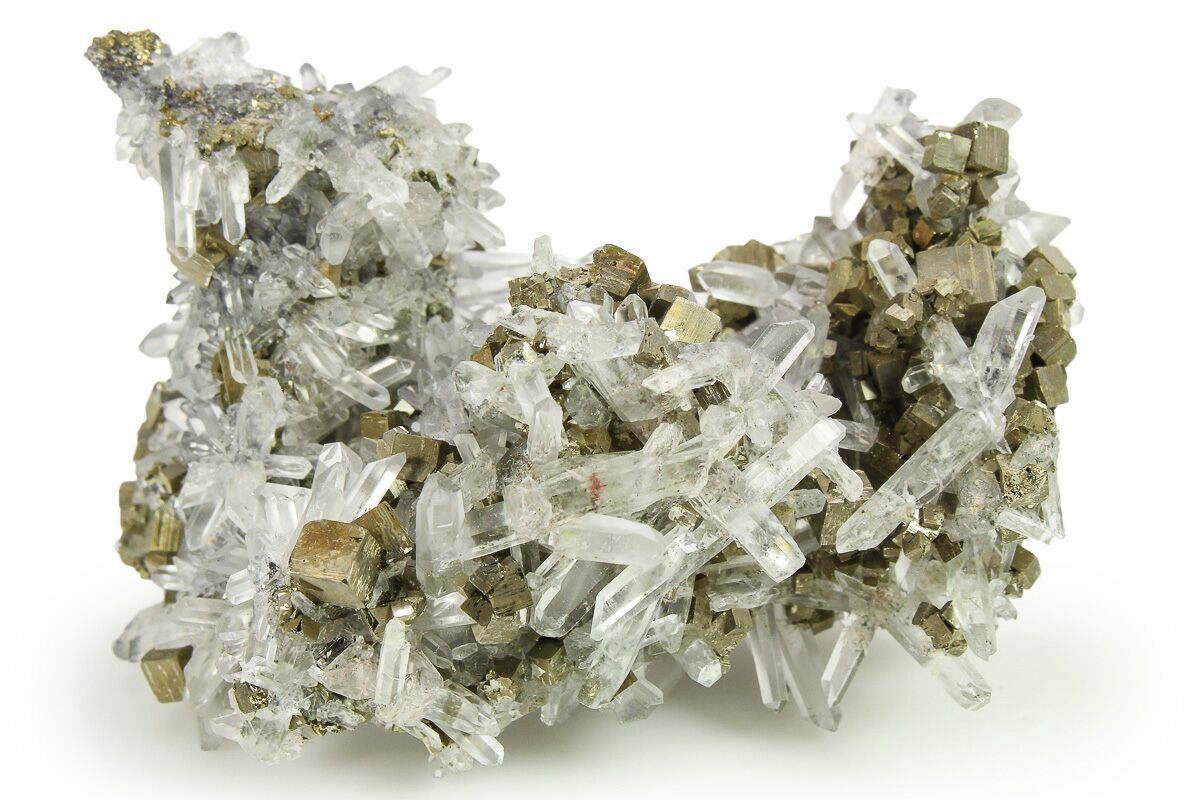 2.8" Cubic Pyrite Crystals on Quartz - Peru (#276065) For Sale ...