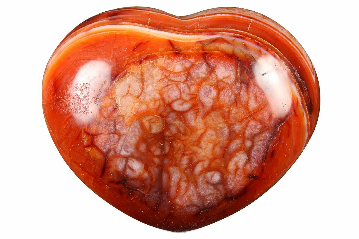 3.65" Colorful Carnelian Agate Heart (#277972) For Sale - FossilEra.com