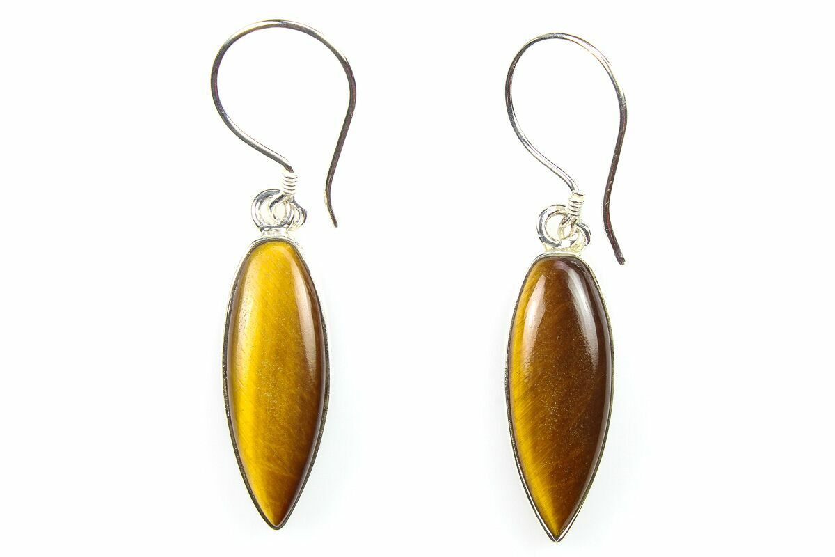 .85" Stunning Tiger's Eye Earrings - 925 Sterling Silver (#278531) For ...