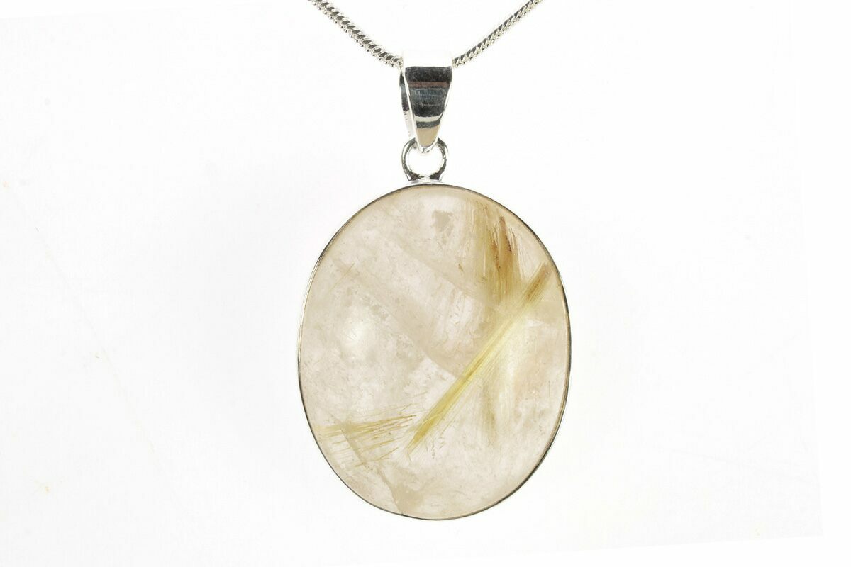 1.2" Glassy Rutilated Quartz Pendant - 925 Sterling Silver (#278713 ...