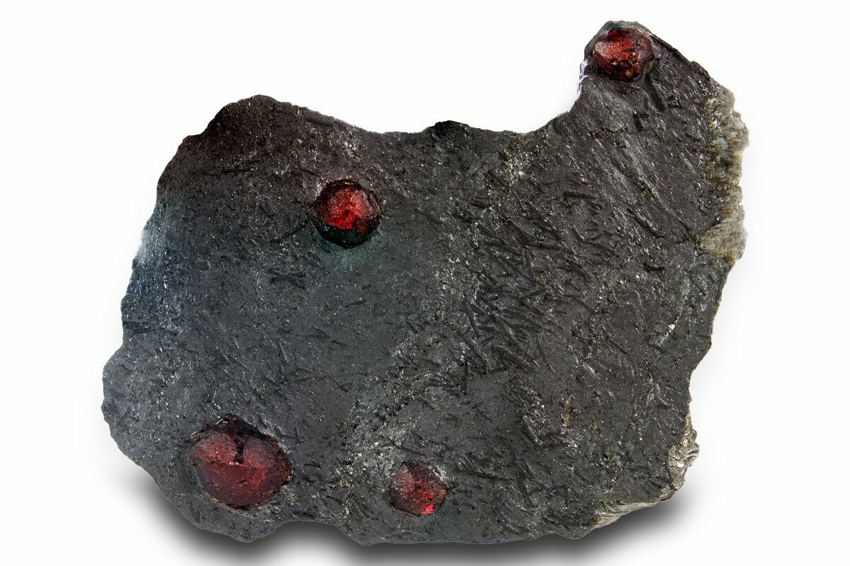 2.85" Plate of Four Red Embers Garnets in Graphite - Massachusetts ...
