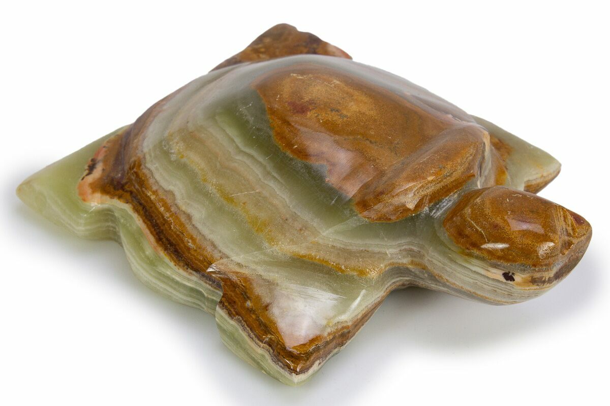 4.1" Carved Green Banded Calcite Turtle - Pakistan (#301370) For Sale ...