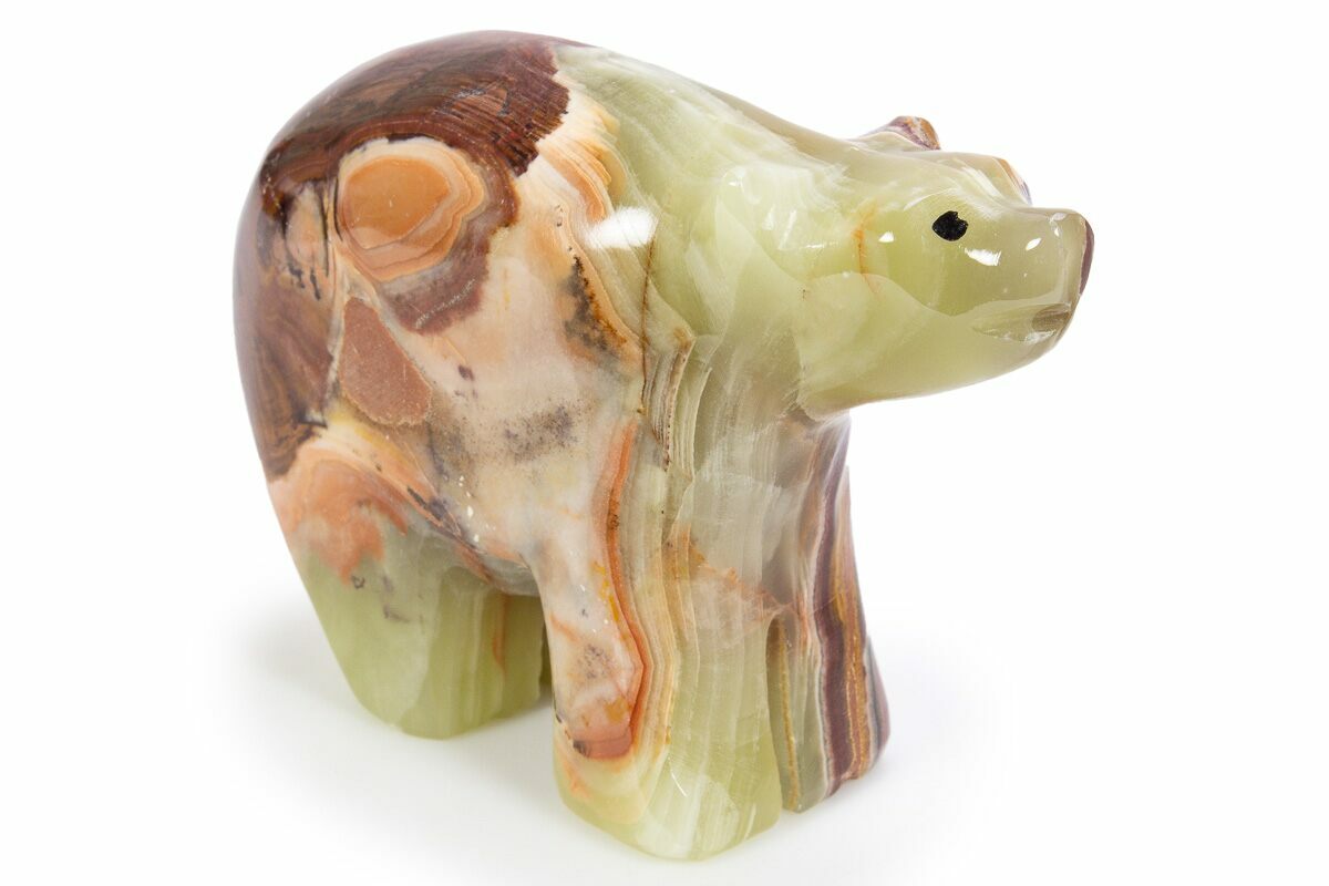 4" Carved Green Banded Calcite Bear - Pakistan (#301397) For Sale ...