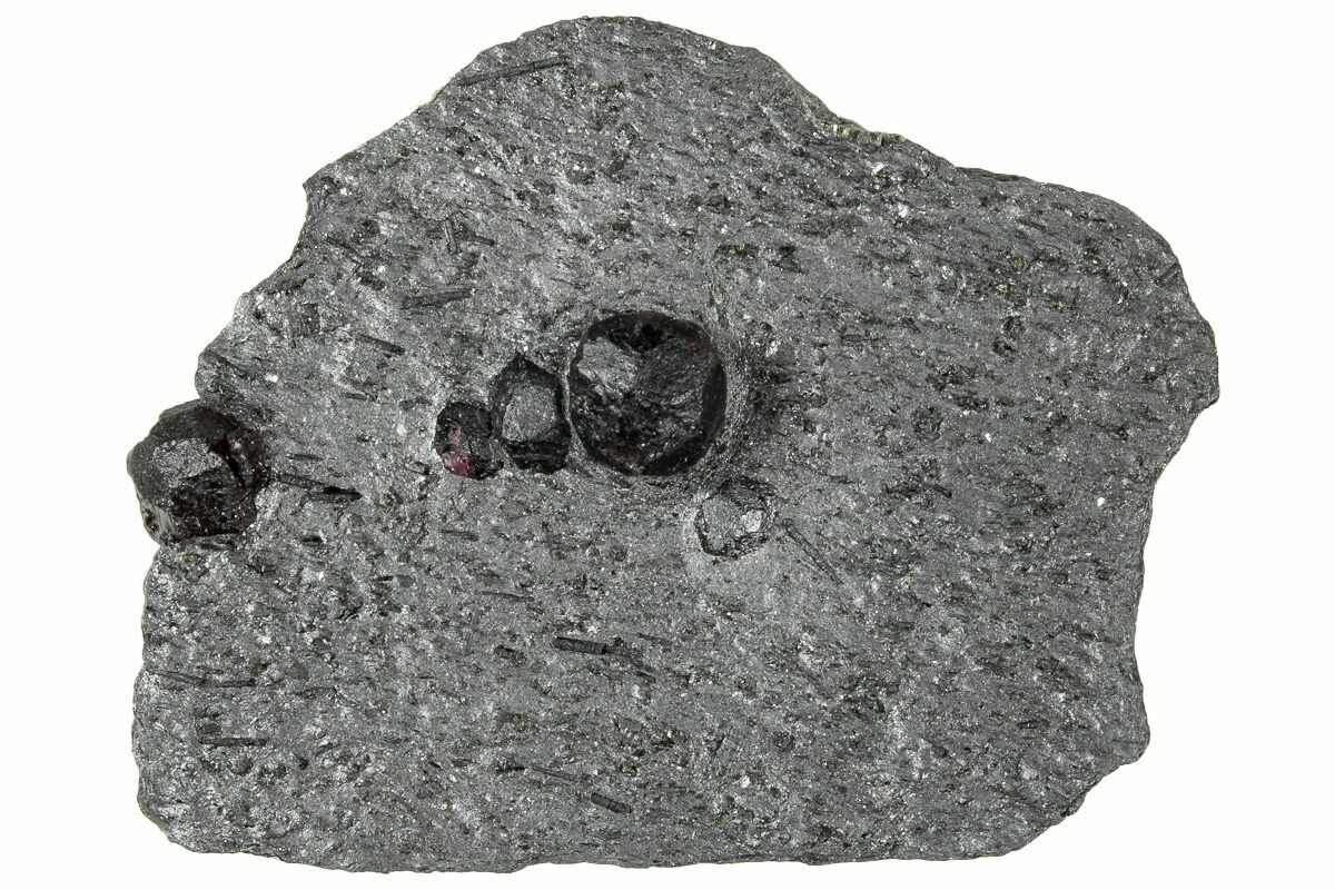 1.95" Plate of Five Red Embers Garnets in Graphite - Massachusetts ...