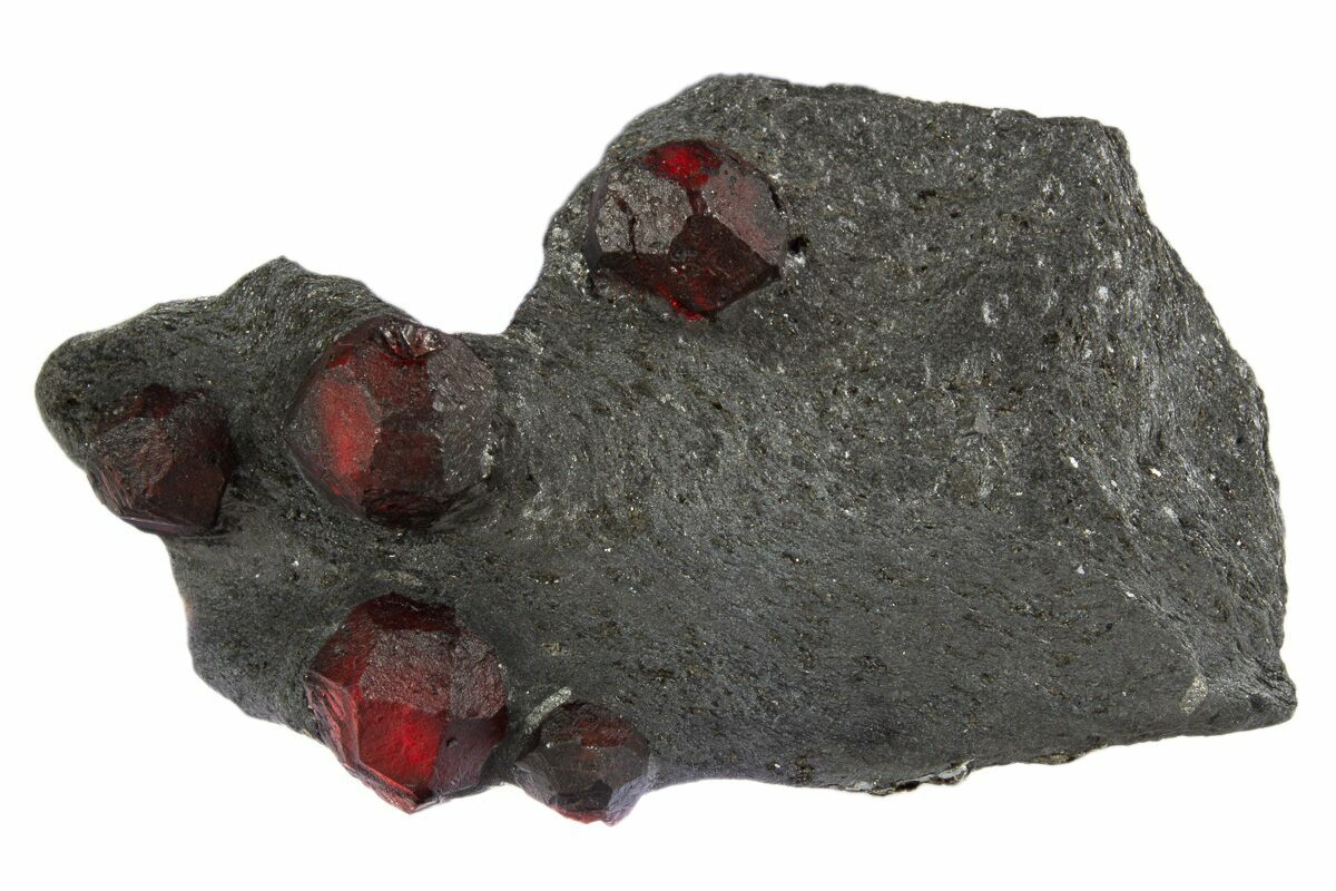 1.85" Plate of Five Red Embers Garnets in Graphite - Massachusetts ...
