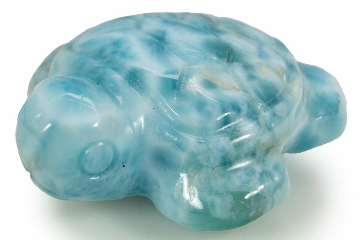 1.1" Polished Carved Larimar Sea Turtle - Dominican Republic (#314960 ...