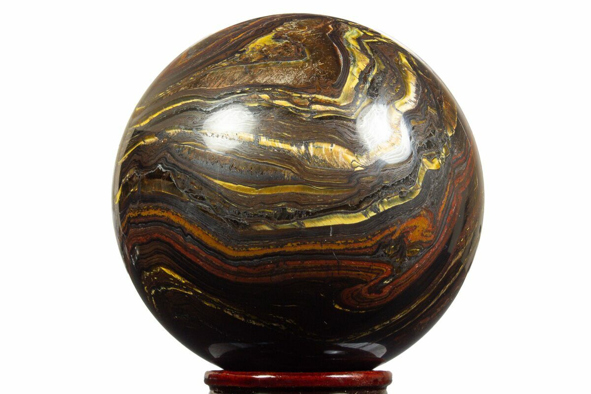 3.9" Polished Tiger Iron "Stromatolite" Sphere - 3.02 Billion Years ...