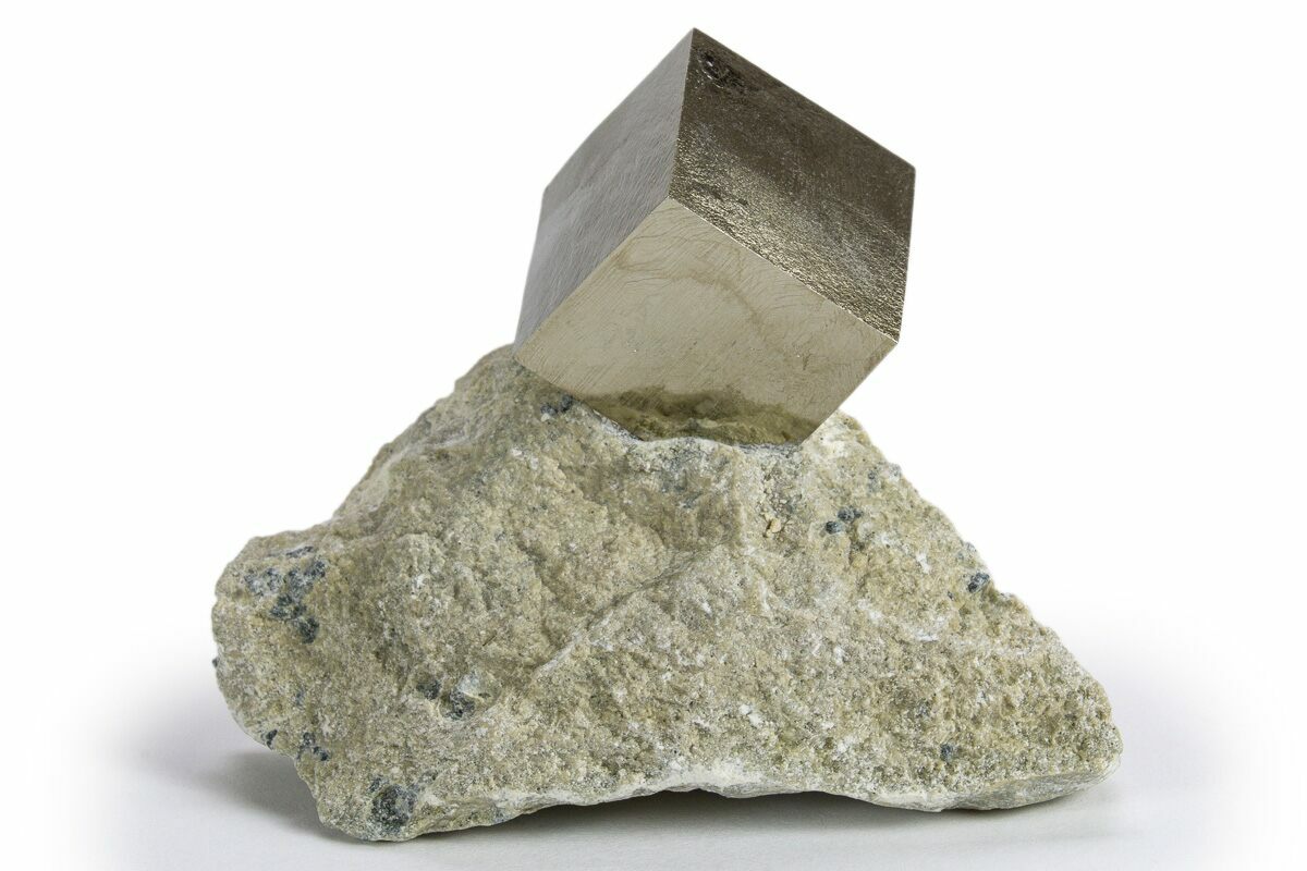 .64" Natural Pyrite Cube In Rock - Navajun, Spain (#324990) For Sale ...