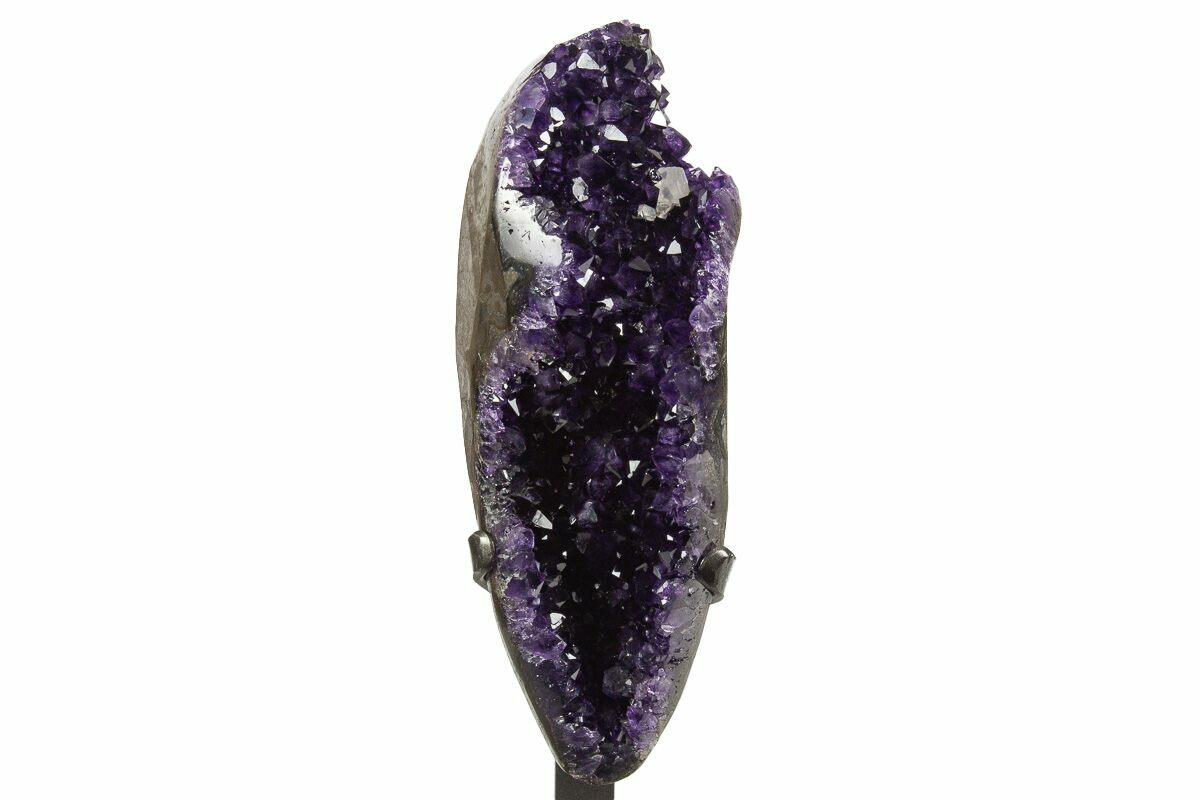 8.6" Deep-Purple Amethyst Geode With Metal Stand - Uruguay (#342515 ...
