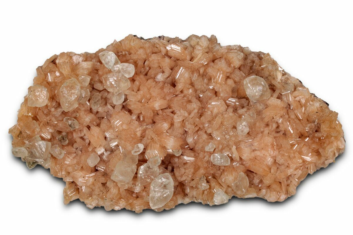 4" Gemmy Calcite Crystals on Peach Stilbite - India - India (#342962 ...