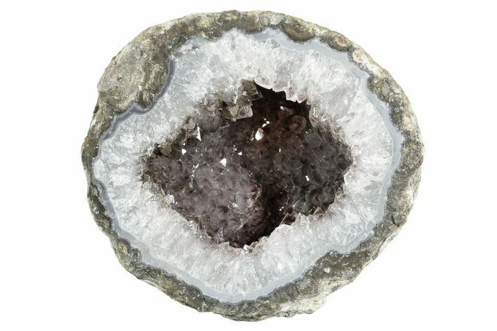 5.1" Las Choyas "Coconut" Geode Half with Smoky Amethyst - Mexico ...